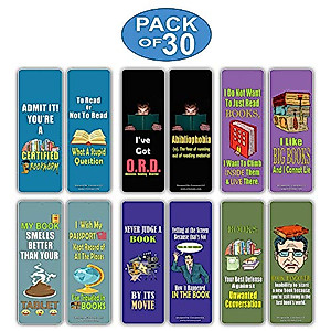 Inspiring Hilarious Literary Bookmarks (30-Pack) – Funny Book Reading Learning Pack - Excellent Party Favors Teacher Classroom Reading Rewards and Incentive Gifts for Book Lovers