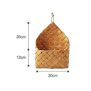 Cabilock Air Plants Hanging wicker basket Hand- Woven Wood Storage Basket Magazine Basket Wall Hanging Flower Holder Wooden Plants Basket for Plants Succulent Wall Decor