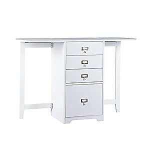 SEI Furniture Fold-Out Organizer Convertible Desktop Craft Desk, White