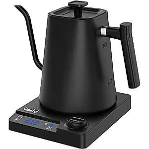 Vmotal Gooseneck Kettle, 1200W Electric Kettle with Fast Heating, Temperature Variable for Coffee Tea Brewing, Stainless Steel, Leak-Proof, 24H Keep Warm, Auto Shut off, Anti-dry Protection, 0.9L