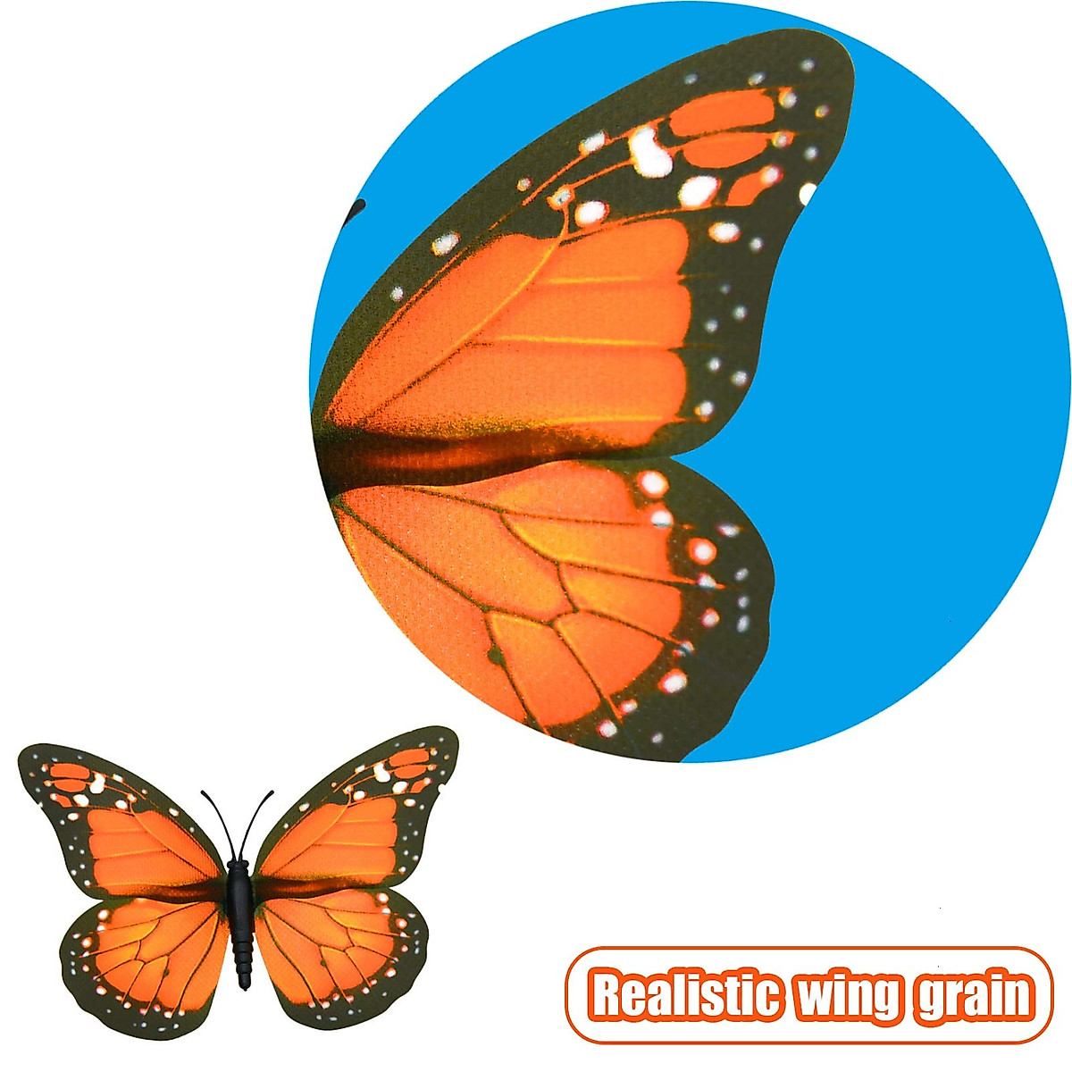 AQUEENLY Monarch Butterfly Decorations, 4.72'' Orange Premium Artificial Monarch Butterfly to Decorate for Craft, Home, Wall, Wedding, Party (12 Pcs)