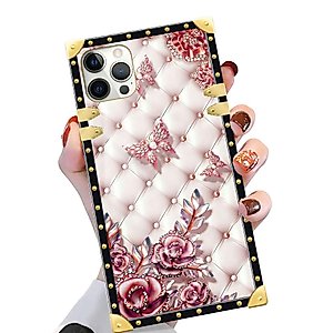 Yuning419 Butterfly Diamond Case for iPhone 13 Pro Max, Luxury Soft TPU Shockproof Protective Hard PC Case