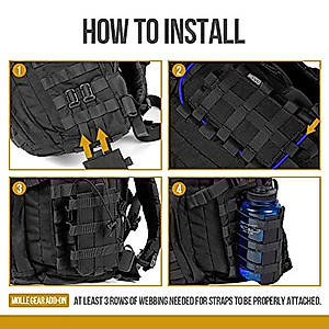 OneTigris ROC Minimalist Adjustable Bottle Holster MOLLE Panel Gear Holder Universal Fit 600ml to 1000ml Water Bottle (Black)