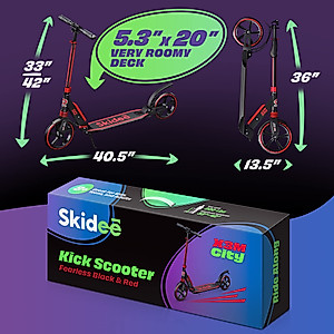 Scooter for Kids Ages 6-12 - Scooters for Teens 12 Years and Up - Adult Scooter with Anti-Shock Suspension - Scooter for Kids 8 Years and Up with 4 Adjustment Levels Handlebar Up to 41 Inches High