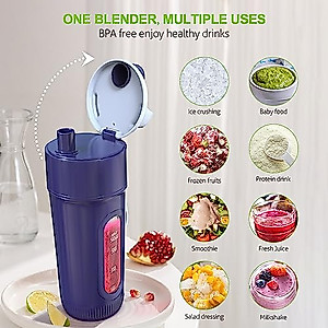 Portable Blender for Shakes and Smoothies - 12 Oz of Personal Blender Cup with 10 Ultra-Sharp Blades, Rechargeable Fresh Juicer Portable Blender for Home, Gym, Camping and Travel, BPA-Free