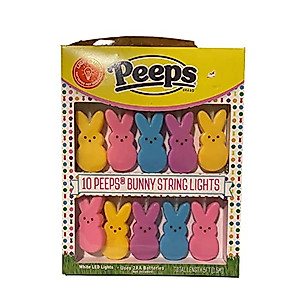 PEEPS STRING LED LIGHTS AND CANDLE PEEP LED LIGHT AND A BROWN LONGHORN COW JUMBO EASTER BASKET AS SEEN ON TIK TOK