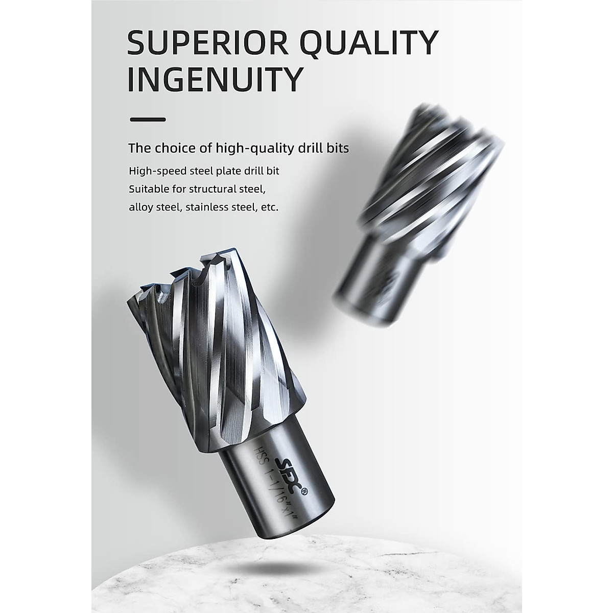 LYXC M2AL HSS Annular Cutter Set 10pcs 3/4'' Weldon Shank 1'' Cutting Depth 7/16" Cutting Diameter for Mag Drill Press