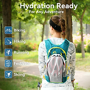 Hydration Pack,Hydration Backpack with 2L Hydration Bladder Lightweight Running Water Backpack for Women Men Kids (Dark Green)
