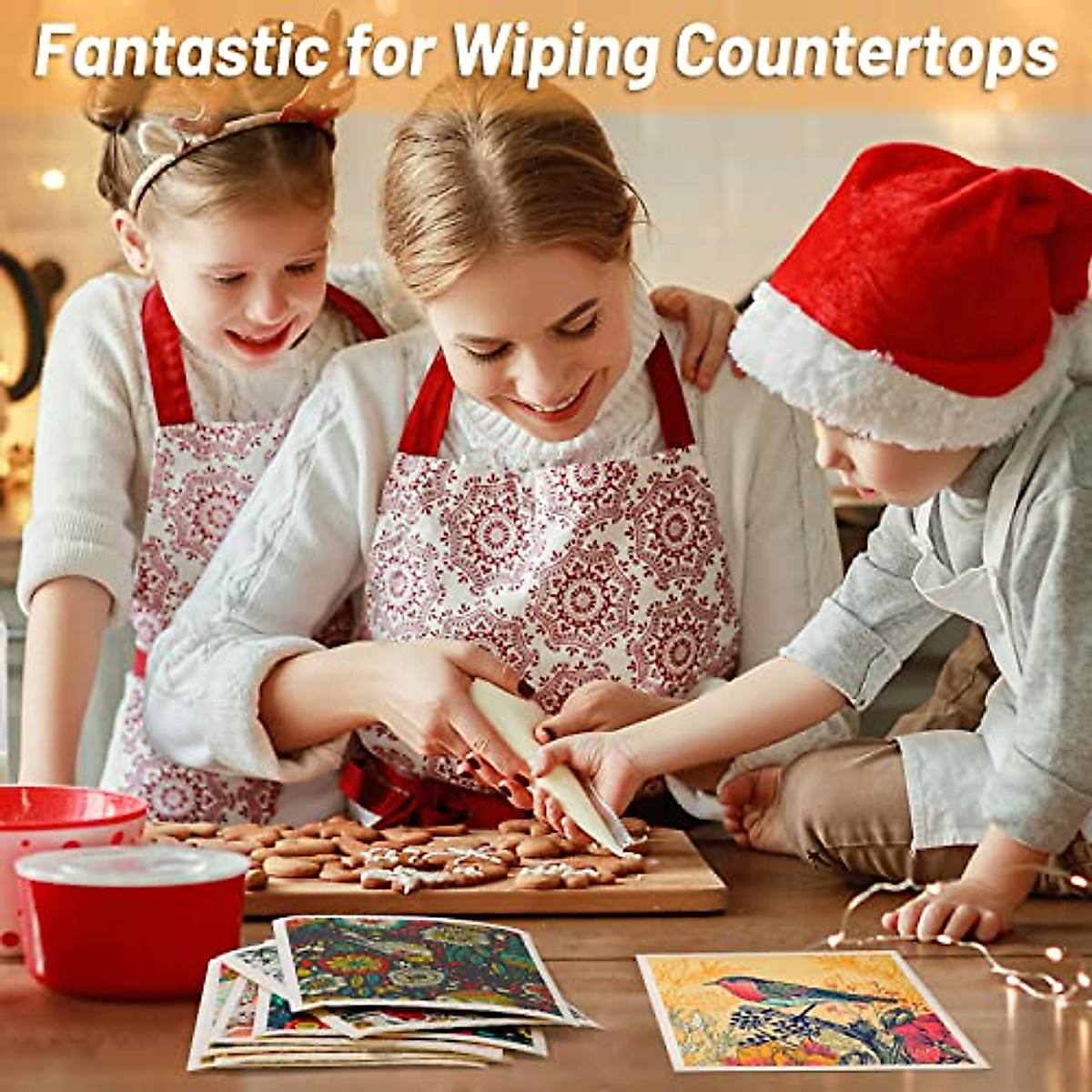 Lucomb 8 Pack Swedish Dishcloths for Kitchen, Reusable Soft Kitchen Towels Dish Cloths Set Absorbent Sponge Cleaning Washable Quick Drying Bar Hand Washing (Birds Flowers)