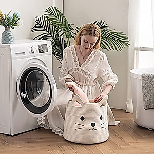 72L Freestanding Laundry Hamper, Collapsible Waterproof Clothes Basket with Easy Carry Long Handle, Washing Bag for Clothes, Toys (1 Pack, White)