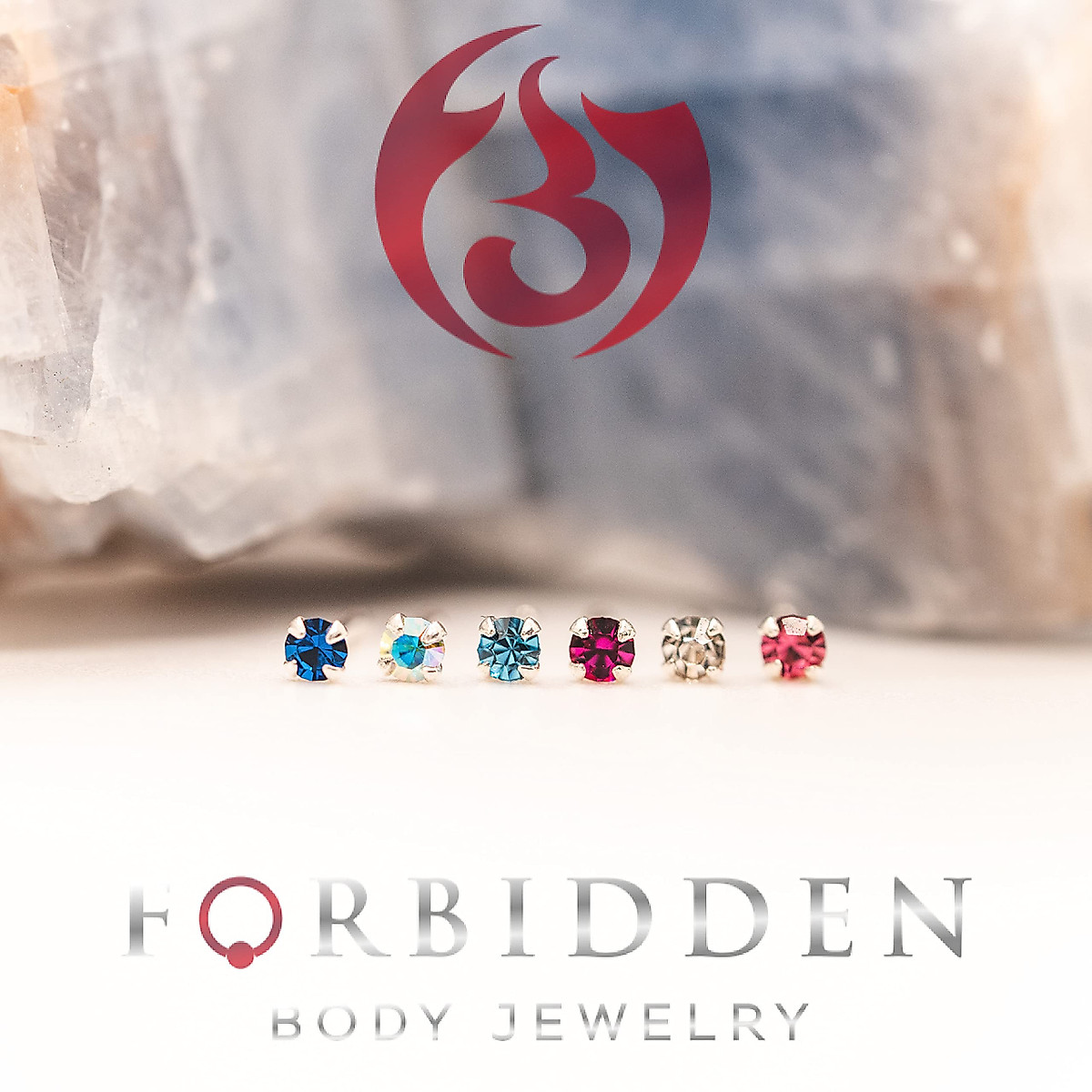 Forbidden Body Jewelry Nose Rings Sterling Silver CZ Simulated Diamond Micro Nose Studs 22G Set of 3 (Clr/AB/Rose)
