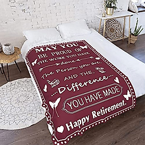 Retirement Gifts for Women Blanket,Happy Retired Blanket for Men Women 60"x 50",Boss Coworkers Friend Unique Retirement Farewell Gifts for Parents Grandparents Retirement Creative Blanket