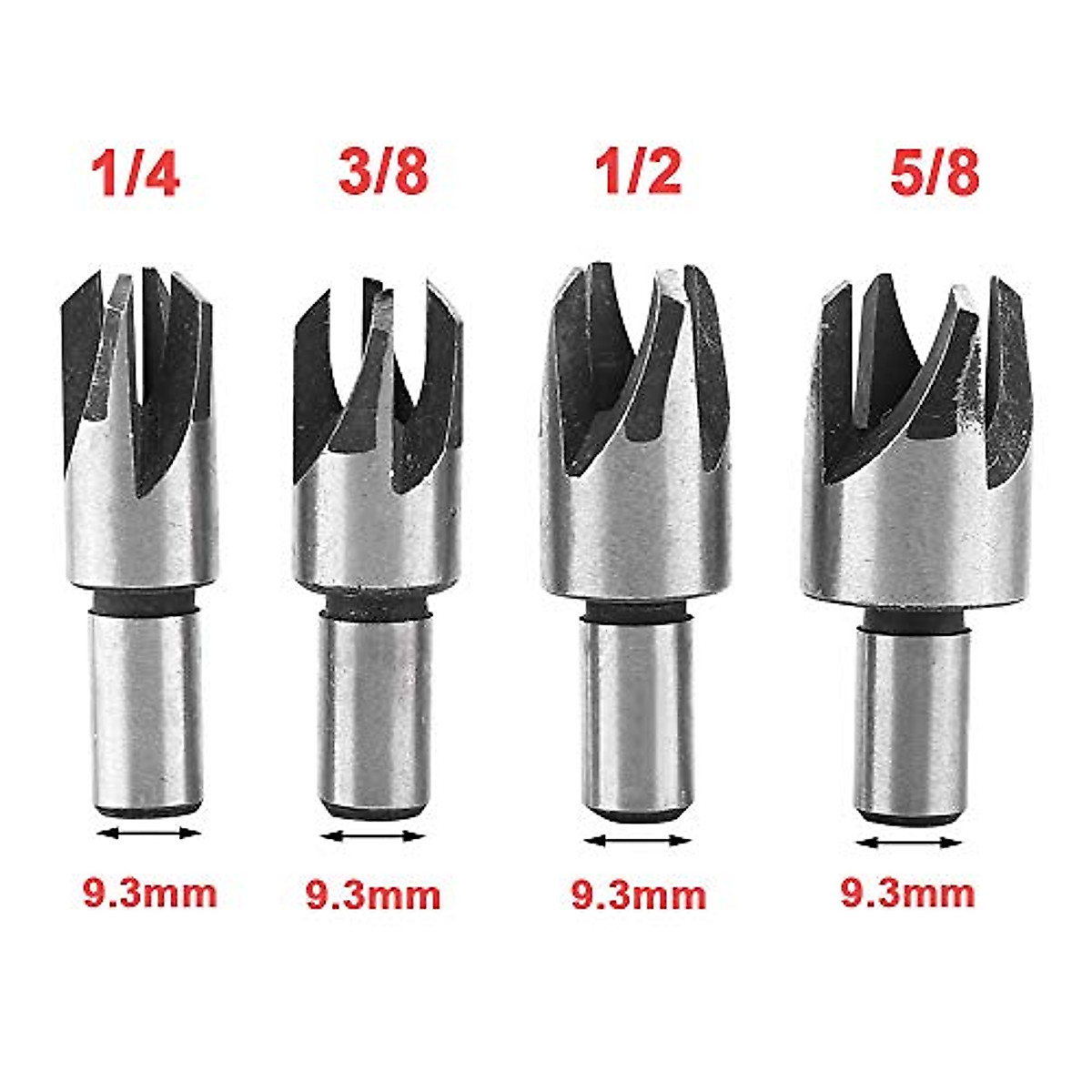 Bestgle 8Pcs Wood Plug Cutter Carbon Steel Straight and Taper Claw Drill Bit Set Woodworking Hole Saw Cutting Tool 5/8" 1/2" 3/8" 1/4"