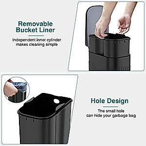 BETHEBEST 1.6 Gallon Small Step Trash Can with Lid,Compact Rectangular Garbage Can with Removable Liner Bucket for Bathroom,Bedroom,Office,Black