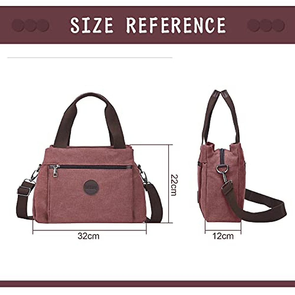 Emprier Women's Vintage Canvas Hobo Handbags Work Shoulder Crossbody Bag Tote Purses Multi-pocket Handbags