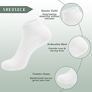 Women's Thin Ankle Low Cut Socks Rayon Bamboo Lightweight Flat Seam Athletic Sock, 6 Pack Ladies Running Sock (White, US Size 8-11)