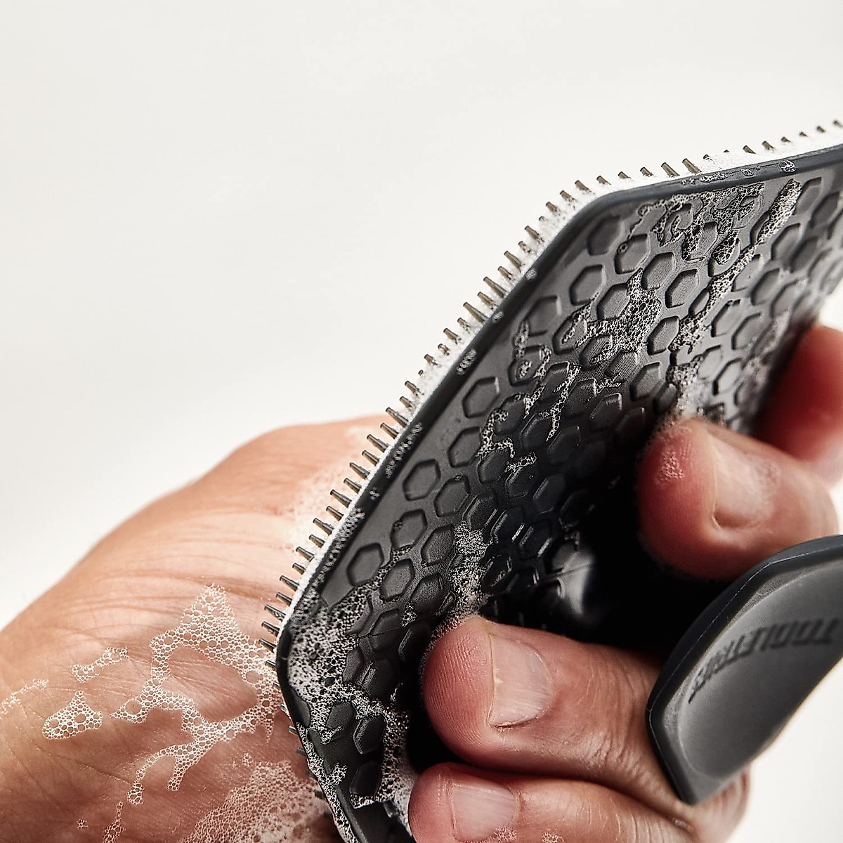 Tooletries - The Ultimate Scrubber Set - Silicone Shower Scrubber for Body with Shower Hook & Face Exfoliator Brush with Holder - Shower Accessories, Removable & Reusable - Charcoal