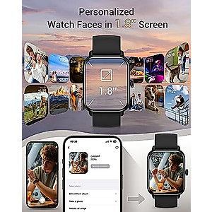 Yoever Smart Watches for Men with Alexa, 1.8'' Bluetooth Call Fitness Tracker Watch, Heart Rate Sleep Monitor Step Counter, Sports Workout Activity Trackers for Christmas Birthday Gifts Men Dad Father