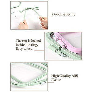 Pllieay 5 Pieces 5 Sizes Square Embroidery Hoops, ABS Plastic Embroidery Hoops for DIY Embroidery Craft