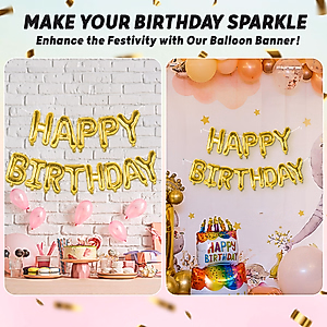 Letter Balloons - Custom Phrase 16" Inch Alphabet Letters & Numbers Foil Mylar Balloon | Create Your Own Balloon Banner | Customized / Personalized Phrase With Mini Blow Up Gold Letter Balloons