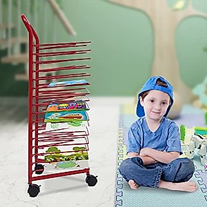 Gdrasuya10 Red Art Drying Rack,16 Shelves Paint Drying Rack Art Metal Desktop Artwork Storage Display Rack Art for Schools and Art Clubs