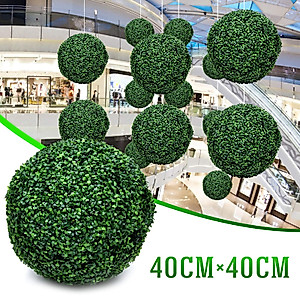 Dolloress 15 inch Artificial Plant Topiary Ball Garden Decorative Balls for Backyard, Balcony,Garden, Wedding and Home Décor,Green