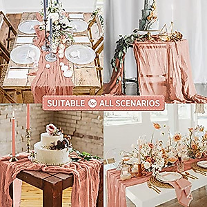 6 Pack 10Ft Blush Cheesecloth Table Runner 29''x120'' Gauze Semi-Sheer Table Runner Rustic Cheesecloth Table Cloth for Romantic Wedding Party Bridal Shower Birthday Dinner Boho Table Decor