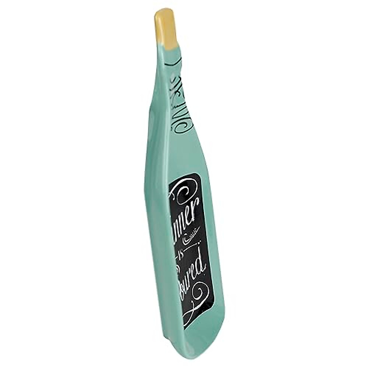 Home Basics Dinner is Poured Wine Shape Ceramic Spoon Rest Cooking Utensils/Ladle/Spatula Holder for Kitchen Countertop/Stovetop/Dinning Table, Teal