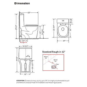 WinZo WZ5079B Compact One Piece Toilet 22.8" Depth Modern Short Design Dual Flush for Small Tiny Mini Bathroom 12" Rough-in,Matte Black