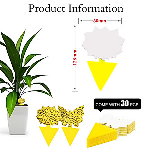 Fruit Fly Trap for Indoors Fungus Gnat Killer Indoor Sticky Traps for Mosquito and Flying Insects Yellow Sticky Paper Sheets 30 Pack Flower