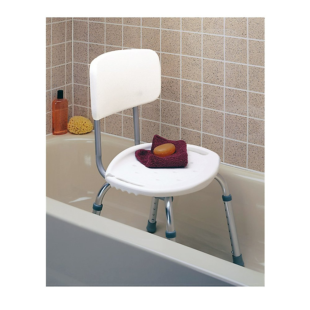 Carex Shower Chair With Back, Bath Chair and Shower Seat For Elderly, Handicap, and Disabled, 350lbs, Easy Assembly