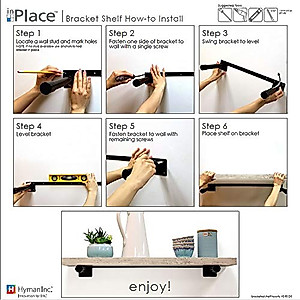 InPlace Shelving 9602022E Lewis Hyman 36-in W x 1.5-in H x 8-in D Wall Mounted Shelving, Distressed White, Black Brackets