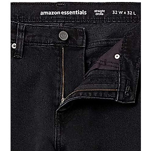 Amazon Essentials Men's Straight-Fit Stretch Jean, Black, 28W x 28L