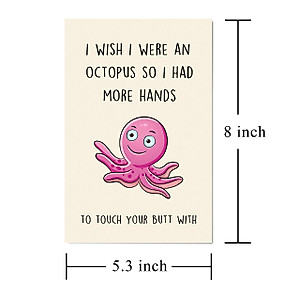 Kirynurd Funny Anniversary Card for Husband Boyfriend, Birthday Card for Him Her Girlfriend Wife, I Wish I Were an Octopus…