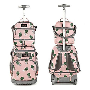 Tilami Rolling Backpack 19 inch with Lunch Bag Wheeled Laptop Backpack (Cactus)