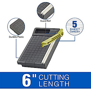 Swingline ClassicCut Compact Guillotine Trimmer, 6" Cut Length, 5 Sheet Capacity