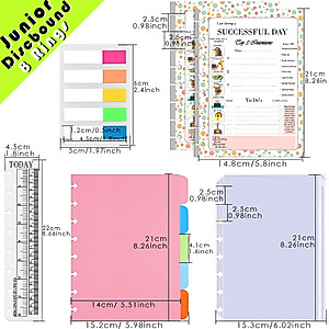 Rancco Discbound Junior Daily Planner Refills, 180 Pages 8 Disc Punched Half Letter Paper Inserts w/Index Tabs, Binder Dividers, Loose-Leaf Bag, Ruler For Circa, Arc, TUL, Happy Planner, 5.5x8.5"