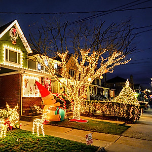 JMEXSUSS 66ft 200 LED Outdoor Christmas Lights, Warm White Christmas Tree Lights Plug in, 8 Modes Christmas String Lights for Outside Tree Bedroom Wedding Party Indoor Ceiling Home Decorations