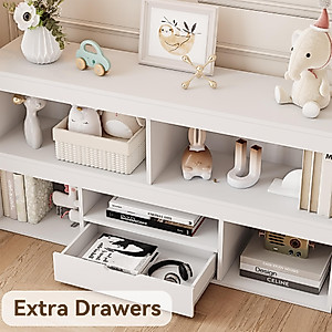 IDEALHOUSE Toy Storage Organizer 5 Cubes Kids Bookshelf with Drawer Wooden Storage Cabinet Playhouse Shelves Cabinet for Boys Girls Toy Bookcase Playroom, Classroom, Nursery, Kids Room