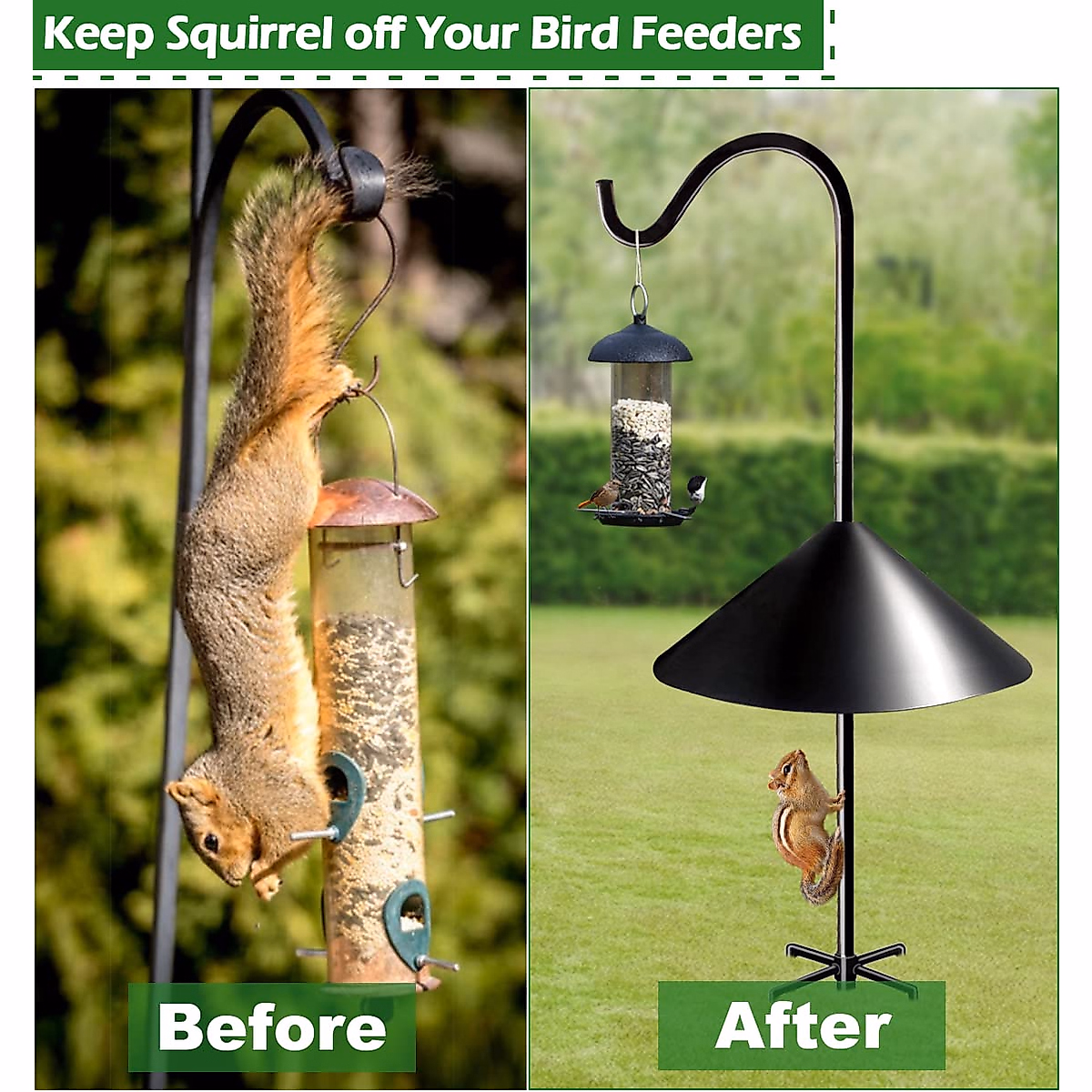 Fandature 19 Inch PP Squirrel Proof Baffle for Protecting Outside Pole Bird Feeders and Bird Houses, Pole Mount Raccoon and Squirrel Guard Stopper for Shepherd Hooks - Black, 1 Pack
