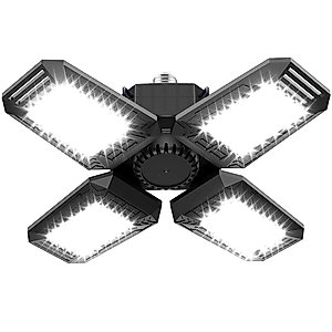 Jiffi 120W LED Garage Lighting, Deformable Garage Light, 12000LM 6500K Four-Leaf Garage Ceiling Light Fixtures with Adjustable Panels, E26/E27 Base, LED Shop Lights for Basement Workshop Warehouse