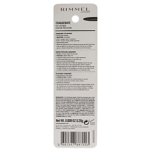 Rimmel London Exaggerate Waterproof Eye Definer Eyeliner, Highly Pigmented, Long-Wearing, Built-In Smudger, 212, Rich Brown, 0.01oz