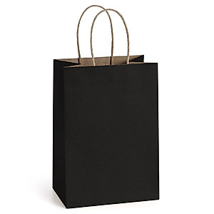 BagDream Gift Bags Kraft Paper Bags 100Pcs 5.25x3.75x8 Inches Small Shopping Bag Kraft Bags Party Bags Black Paper Bags with Handles Bulk