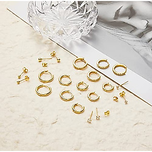 MOROYA 10 Pairs Cuff Earrings for Women ,Zircon Needle Ear Cuffs Wrap Stud Earrings Minimalist Trendy Dainty Ear Wrap Piercing Earrings, Copper, created zircon gemstone