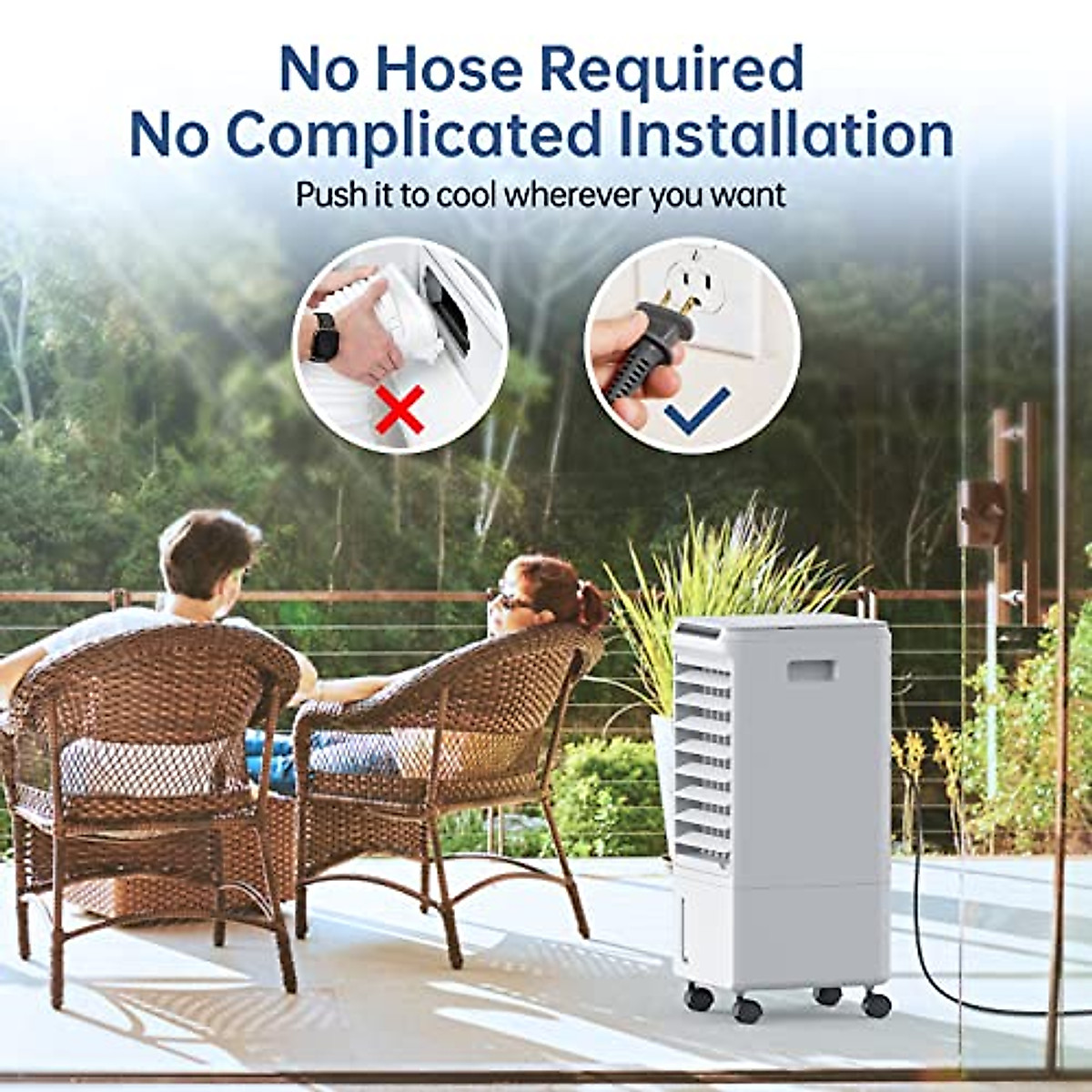 Evaporative Air Cooler - AOLOS 3-IN-1 Portable Air Cooler & Air Conditioner Fan w/Remote, 3 Speeds, 1.85-Gal Water Tank, 7H Timer & 40°Oscillation, Ultra Quiet Evaporative Cooler for Room Home Office