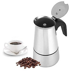 OUKENS Stovetop Espresso Maker, 4cup/200ml Italian Classic Coffee Maker Stainless Steel Moka Pot Percolator Coffee Pot Coffee Kettle Pot for Home Kitchen Induction