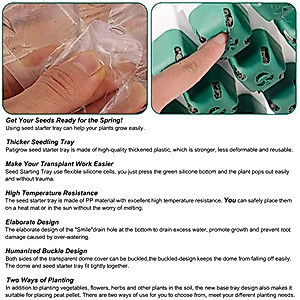 ZYP 【2023 Upgraded】 3 PCS Reusable Seed Starter Trays Kit,Soft Silicone Garden Seedling Starter Trays with Humidity Dome,Indoor Grow Kit for Plant,Flowers,Vegetables (12 Cells per Tray)