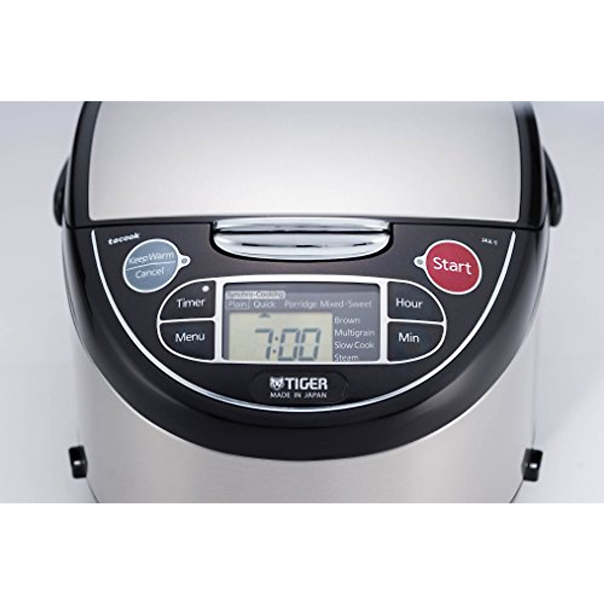 Tiger JAX-T10U-K 5.5-Cup (Uncooked) Micom Rice Cooker with Food Steamer & Slow Cooker, Stainless Steel Black