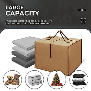 boyspringg Outdoor Cushion Storage Bag, 420D Waterproof Fabric, Outdoor Cushion Storage, 32'' x 32'' x 24'', Patio Cushion Storage Bag for Outdoor Furniture,Cushion,Pillow etc.（Brown）