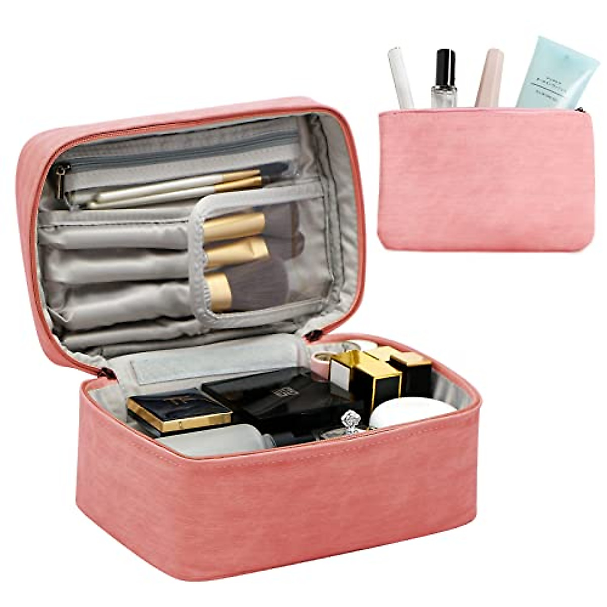 HIJJMAXX Makeup bag travel cosmetic bag makeup organizer bag travel make up bag Waterproof make up organizer bag makeup bags for women Girls.(Pink)